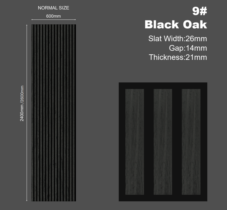 SS Holz-Lamellen Akustikpaneel (PET) Black Oak 260*60 cm 2PCS | Handelsberg